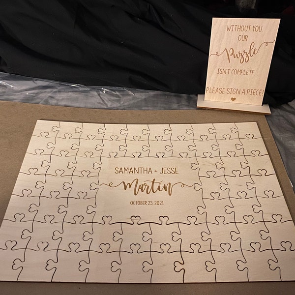Puzzle Guest Book, Wooden Guest Book, Wedding Puzzle, Heart Guest Book ...