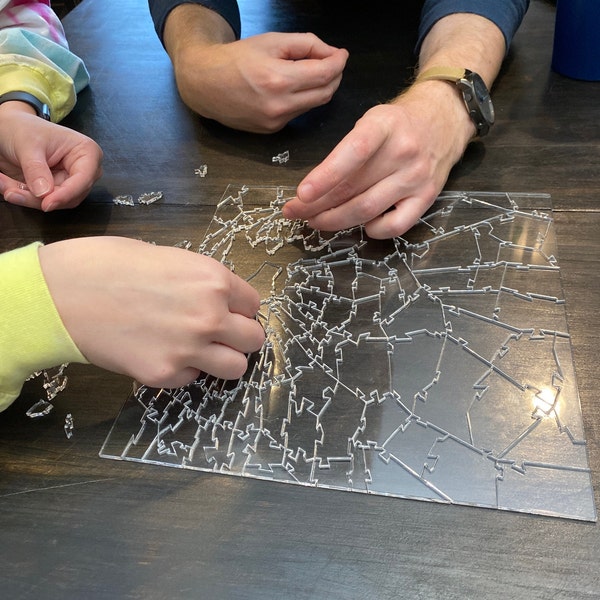 BROKEN GLASS Clear Impossible Jigsaw Puzzle Acrylic 161 Pieces Custom ...