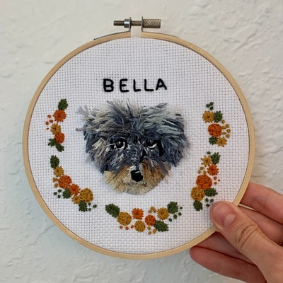 DOG Custom Embroidered Pet Portrait - Etsy