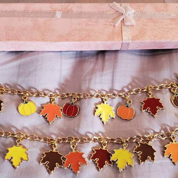 Fall Maple Leaf Chain Charm Bracelet - Etsy