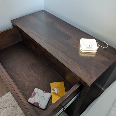 Unique Style Nightstand, Walnut Colored Bedside Table, Night Table, Mid ...