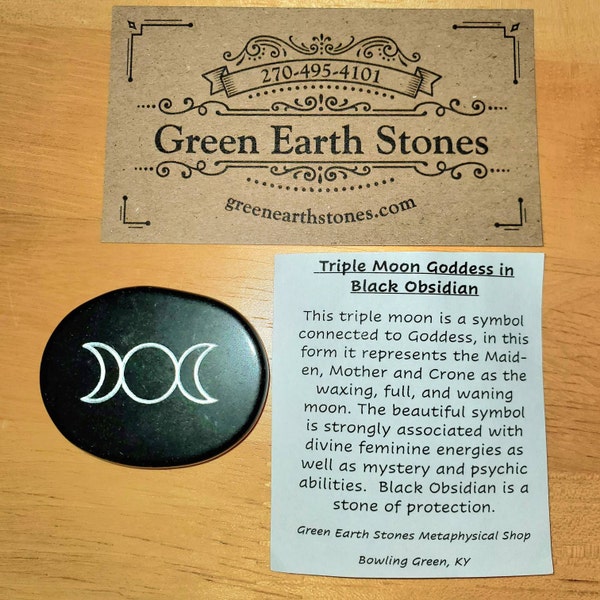 Magical! Triple Moon Goddess Palm Stone, Black Obsidian, Goddess ...