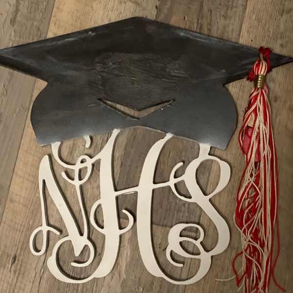 Unfinished DIY Wooden Graduation Hat With Monogram Cut Out - Paint Your ...