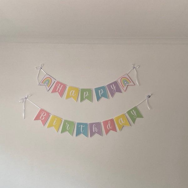 Rainbow Happy Birthday Banner, Rainbow Party Decorations, Rainbow ...