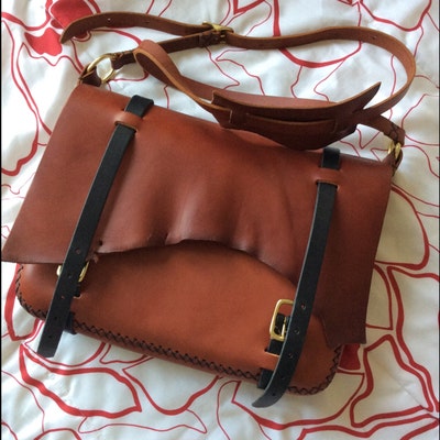 Black Leather Purse, Tall Tree in Black Vegetable Tanned Leather, Small ...