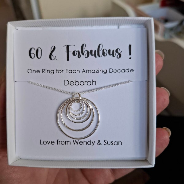 50th Birthday Sterling Silver Interlinking Rings Necklace, 50th ...