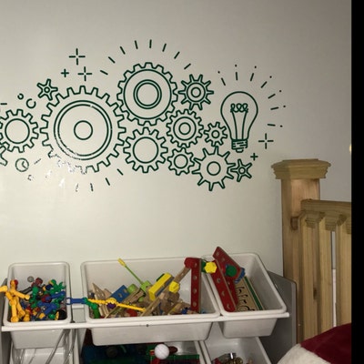 Gear Mechanism Engineering Wall Vinyl Decal Sticker Teamwork Office ...