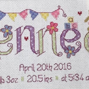 Bespoke Girl Name Sampler Cross Stitch Chart Digital Format PDF Pattern ...