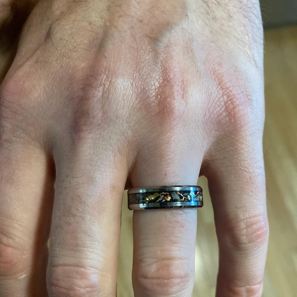 Gold Dust Ring, Pyrite and 24k Gold Flake Ring, Pyrite Jewelry, Fools ...