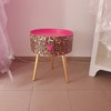 Pink Round Side Table With Floral Design. Fun Bright Decor, Quirky ...