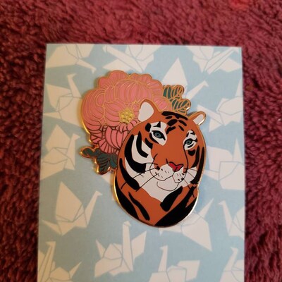 Tiger and Peonies Enamel - Etsy