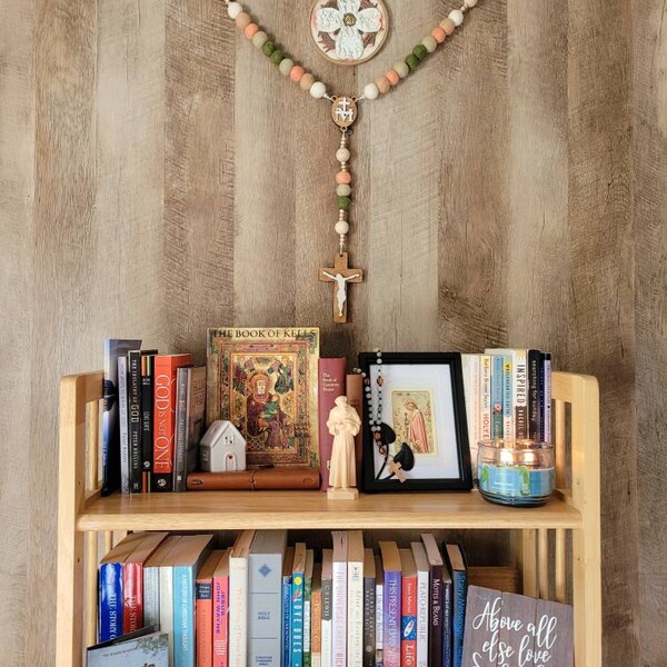 Marian Cross Vinyl Sticker Rosary Sticker Catholic Sticker Mary Sticker ...