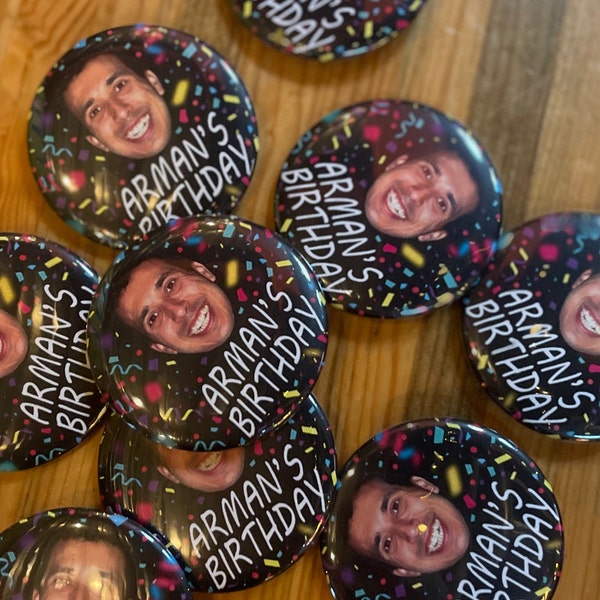Custom Face Cutout Buttons, Personalized Photo Birthday Party Pins, Fun ...