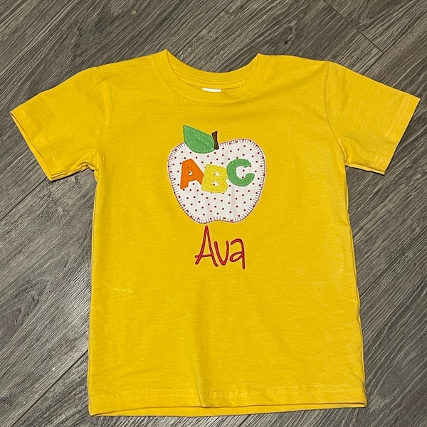 ABC Apple Back to School First Day Blanket Stitch Applique Vintage ...