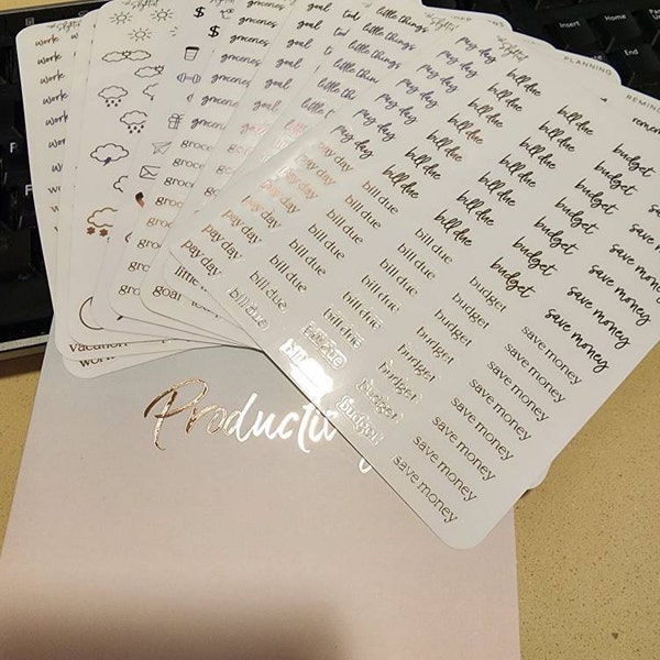 Productivity - Black Clear Print - Planner Stickers - Functional ...