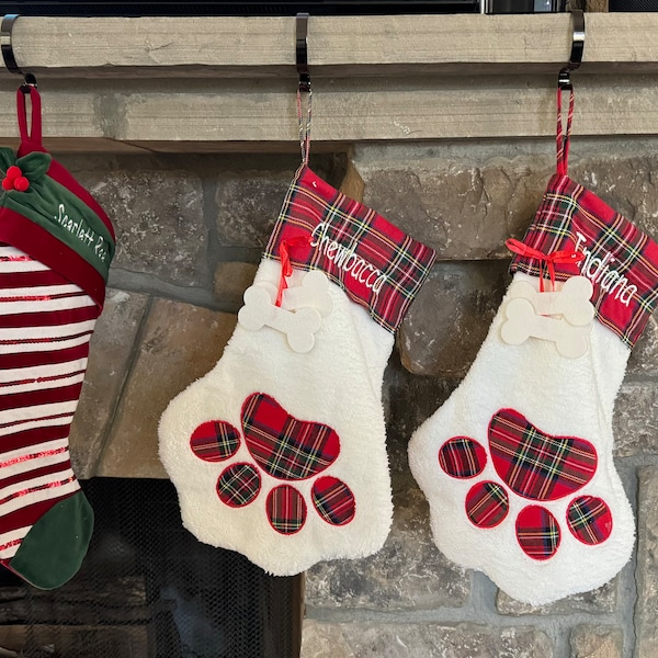 Personalized Dog Paw Christmas Stockings,name Embroidered Christmas ...