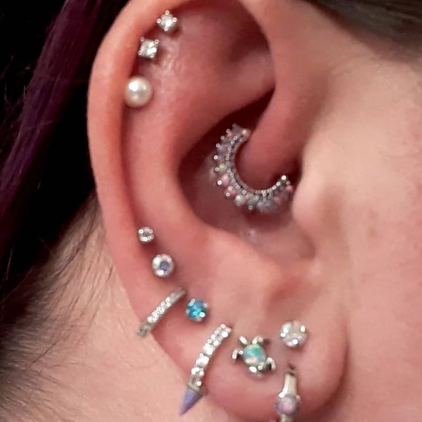 Purple Opal Daith Clicker: Sterling Silver Septum Ring (1pc) - Etsy