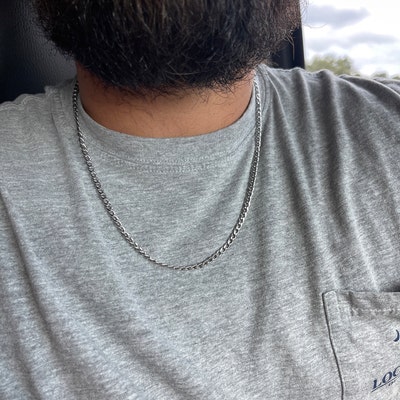 Men's Silver Curb Chain Necklace / 4mm Stainless Steel - Etsy