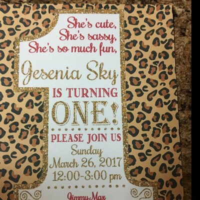 Cheetah First Birthday Invitation, Editable Cheetah Invitation, Cheetah ...