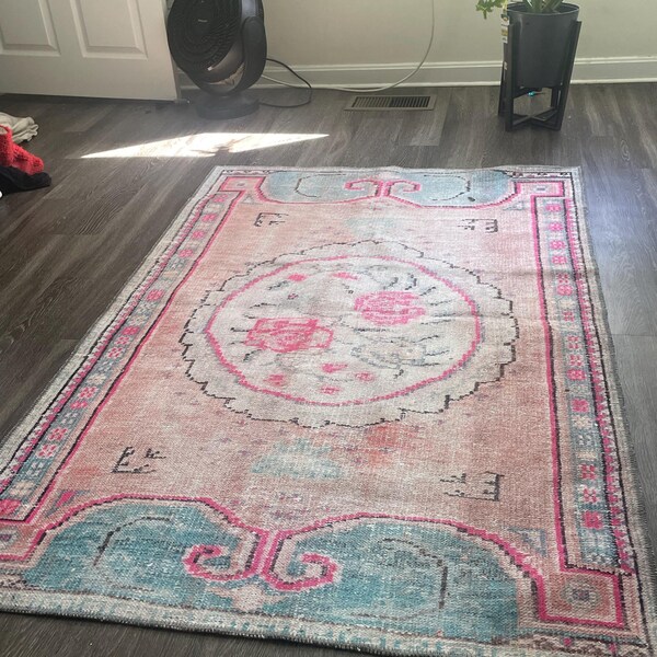 Pink and Gold Marble Rug, Pink Rugs, Nursery Rugs, Bedroom Rugs, Modern ...