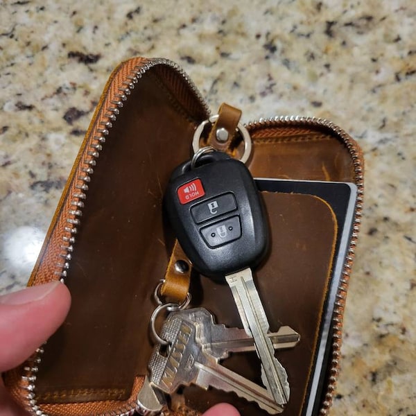 Custom Keychain Leather Personalized, Key Fob Case, Car Key Holder With ...