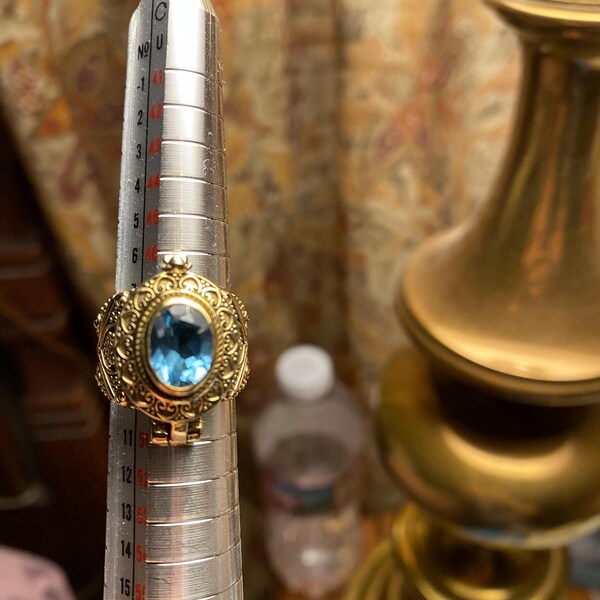 Poison Ring, Adjustable Ring, Skull Ring, Round Gemstone, Pill Box Ring ...