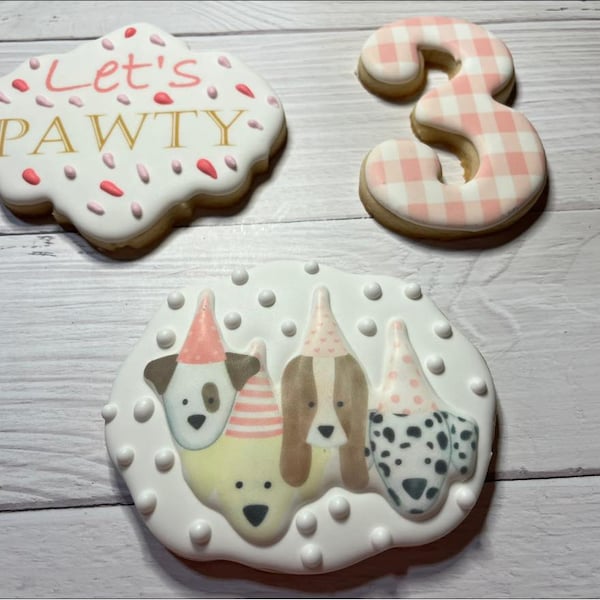 Watercolor Pink Party Dog Heads Digital Clip Art Set- Instant Download ...