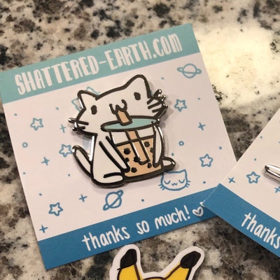 Boba Squiggle Cat Enamel Pin Boba Cat Boba Pin - Etsy