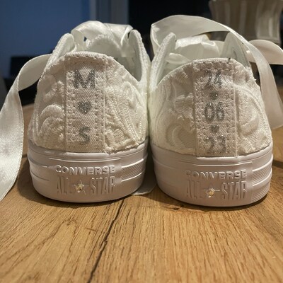Luxury Ivory Wedding Converse Lace Low Top, Custom Converse Shoes for ...