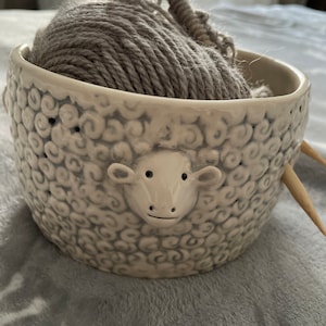 Large Sheep Yarn Bowl Pottery Ceramic Yarn Bowl Knitting or - Etsy