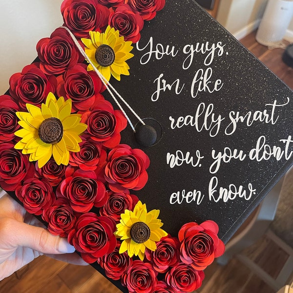 Graduation Cap Topper With 3D Roses, Sunflowers and Butterflies ...