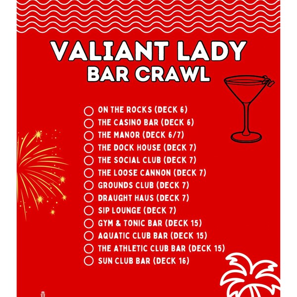 Carnival Jubilee Bar Crawl Checklist Downloadable PDF - Etsy
