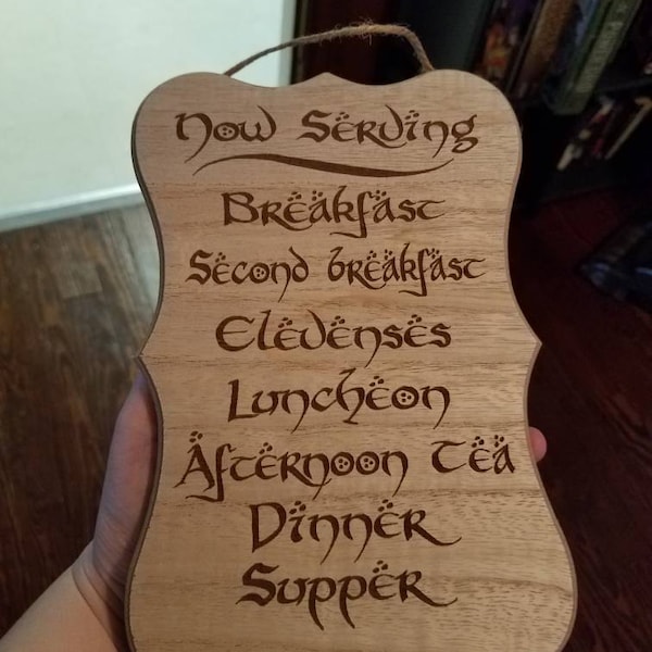 Scratch and Dent Sale!! Hobbit Daily Meals Engraved Plaque/sign. Very ...