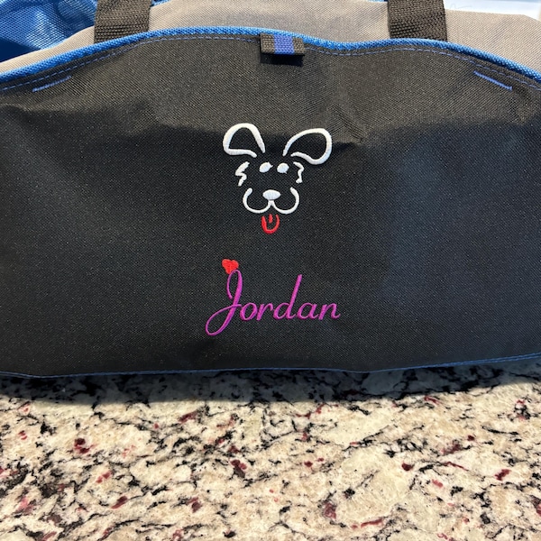 Personalized Dog Duffel Bag, Embroidered Puppy Dog, Monogrammed Name of ...