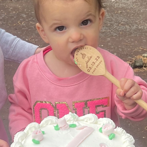 First Birthday Cake Smash Spoon First Birthday Photo Prop Personalized ...