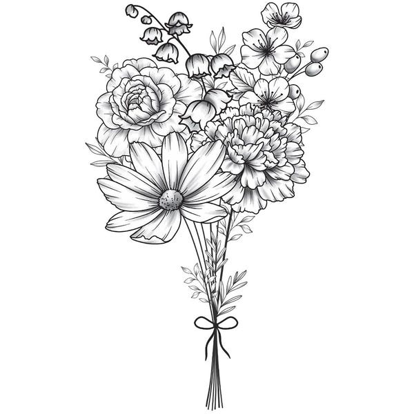 Duplicate Birth Flower Bouquet, Family Birth Month Tattoo Design, up to ...