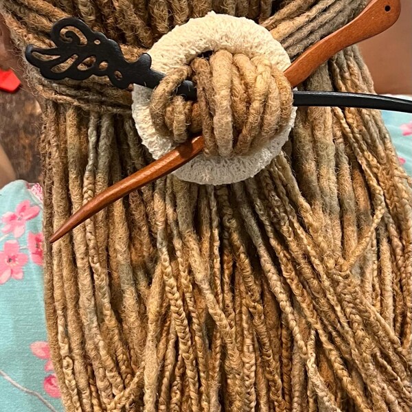 Lace-wrapped Dreadlocks Hair Accessory - Ring Barrette With Wooden ...
