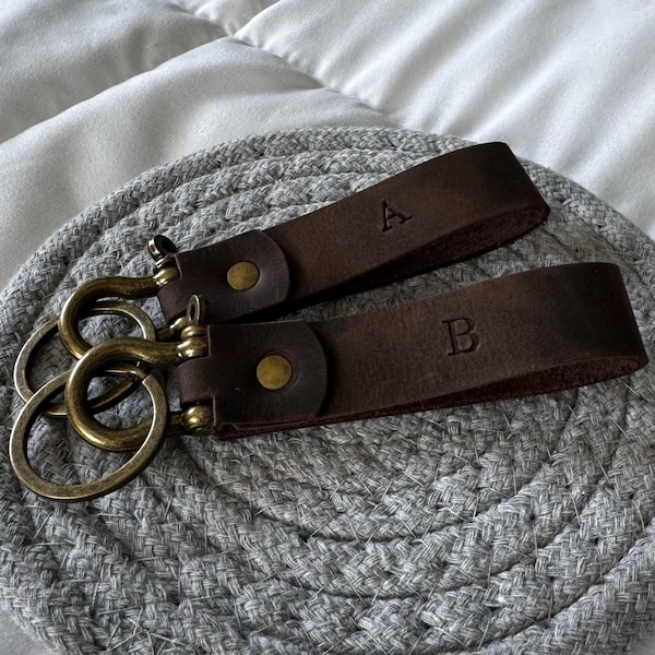 Personalized Leather Keychain. Custom Leather Keychain. Monogrammed ...