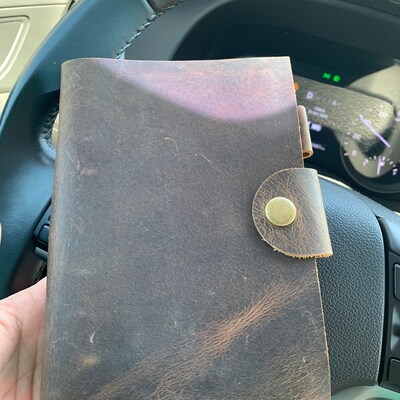 Personalized Refillable 6 Ring Rustic Leather A6 Journal Cover With Pen ...