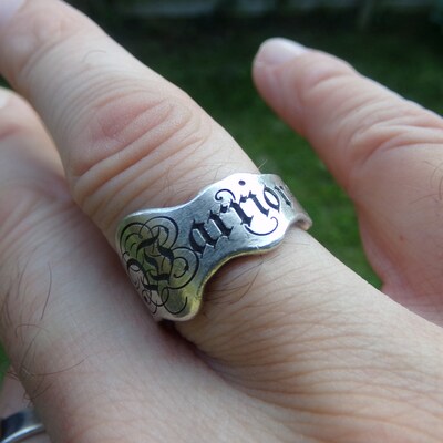 Word Ring, Initial Ring, Name Ring, Mens Ring, Vintage Ring, Silver ...