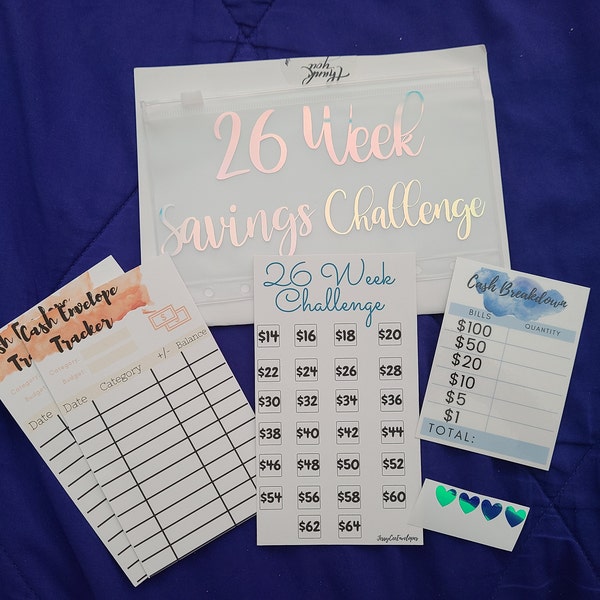 26 Week Challenge, Savings Challenge, Bundle,savings Tracker, Cash ...
