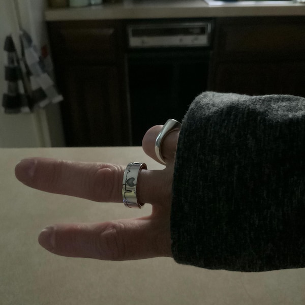 Heartbeat Wedding Ring Men - Sterling Silver Heart Ring Band - Pulse ...