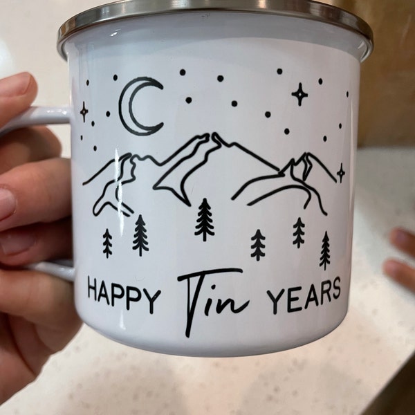 Tin Year Anniversary Mug, Personalized 10th Wedding Celebration Gift ...