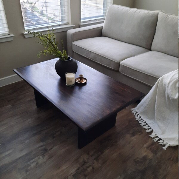 Coffee Table, Solid Wood Curved Coffee Table, Round Coffee Table, Unique Coffee Table, Handmade ...