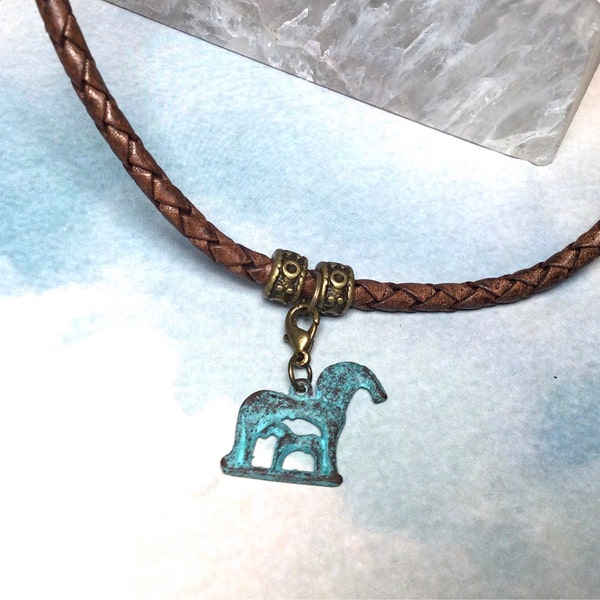 Patina Stylized Mare and Foal Greek Art Charm Pendant , Mykonos Casting ...