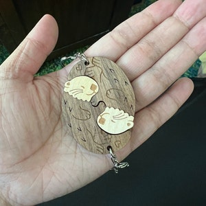 Interlocking Fox and Wolf Couple Keychains Friendship or Relationship Matching Wooden Keychain ...