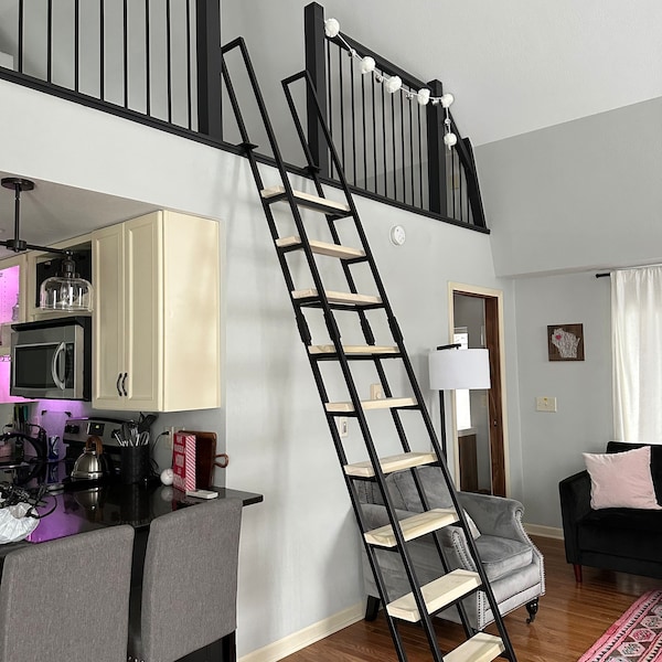 10ft Retractable Loft Ladder - Steel & Wood- Fully Finished - Custom ...