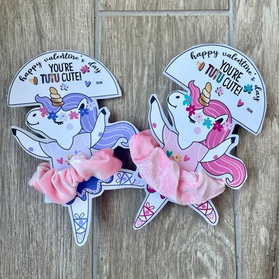 Unicorn Ballerina Valentines,scrunchie Valentine Cards,instant Download ...
