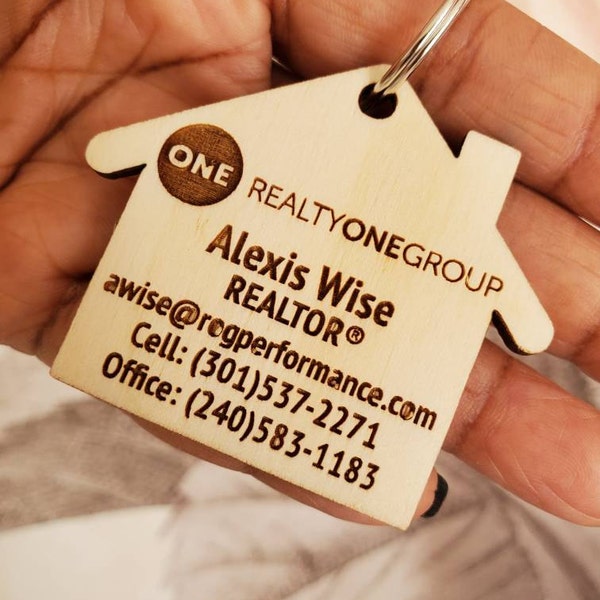 Custom Realtor Keychain, Personalized Wood House Or key Shape, Unique ...