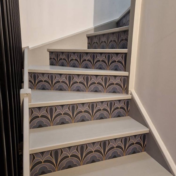 Art Deco Stair Riser Stickers - Pack of 6 Removable Stair Riser Tile ...